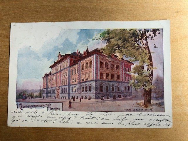 Antike Postkarte, Bern, Mädchensekundarschule Monbijou, 1899 (Gebraucht) in Basel für CHF 18 ...