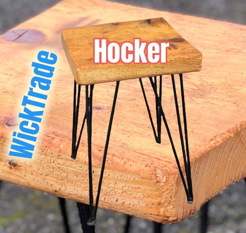 Super Hocker, Altholz mit Hairpin legs (Neu (gemäss Beschreibung)) in ...