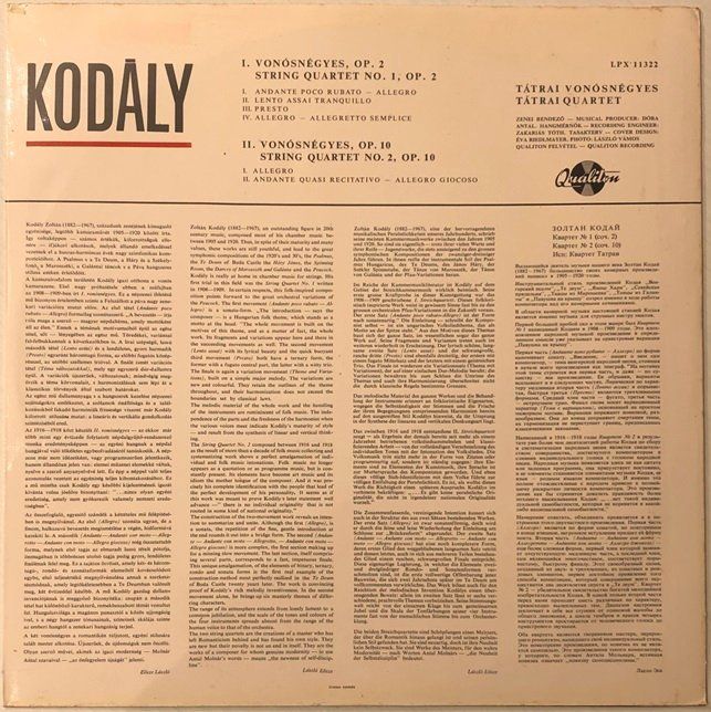 Zoltán Kodály – String Quartets Nr. 1 & Nr. 2 (LP, 1968) (Gebraucht) in ...