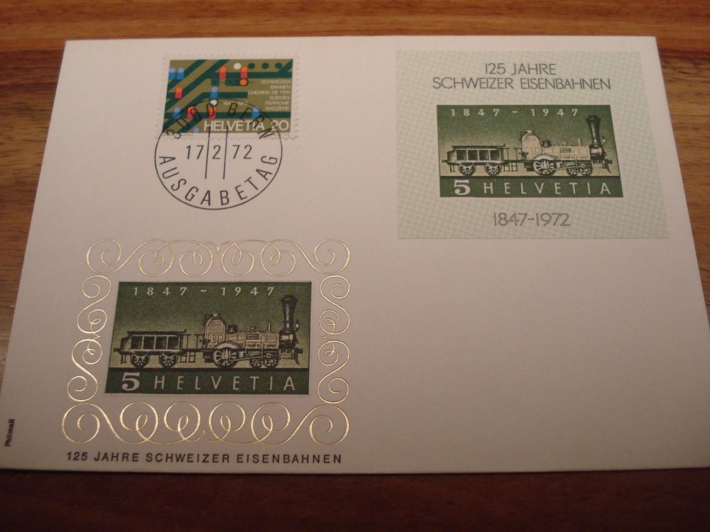 Brief 1972, 125 Jahre Schweiz. Eisenbahn, Vignettenblock | Kaufen auf Ricardo