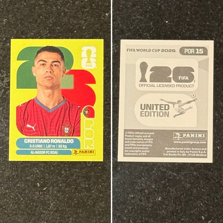 Panini sticker WM 2026 - Ronaldo (POR 15) (Nuovo e nell'imballaggio ...