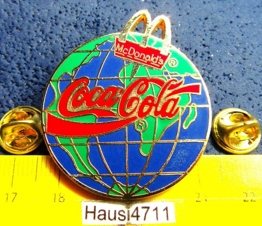 Mc DONALD'S COCA-COLA WELTKUGEL 2NÄGEL PIN GOLDIG ENAMEL LIM (Gebraucht ...