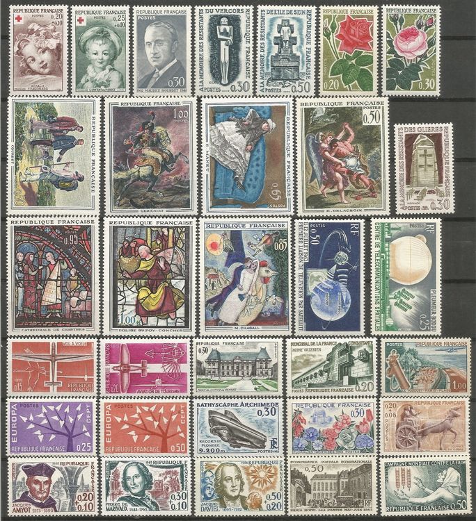 32 Timbres de 1962/63 ( France / Neufs**) (Neu (gemäss Beschreibung ...
