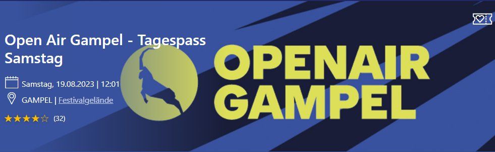 Gampel Openair 2023 2x Tagespass Samstag | Kaufen auf Ricardo