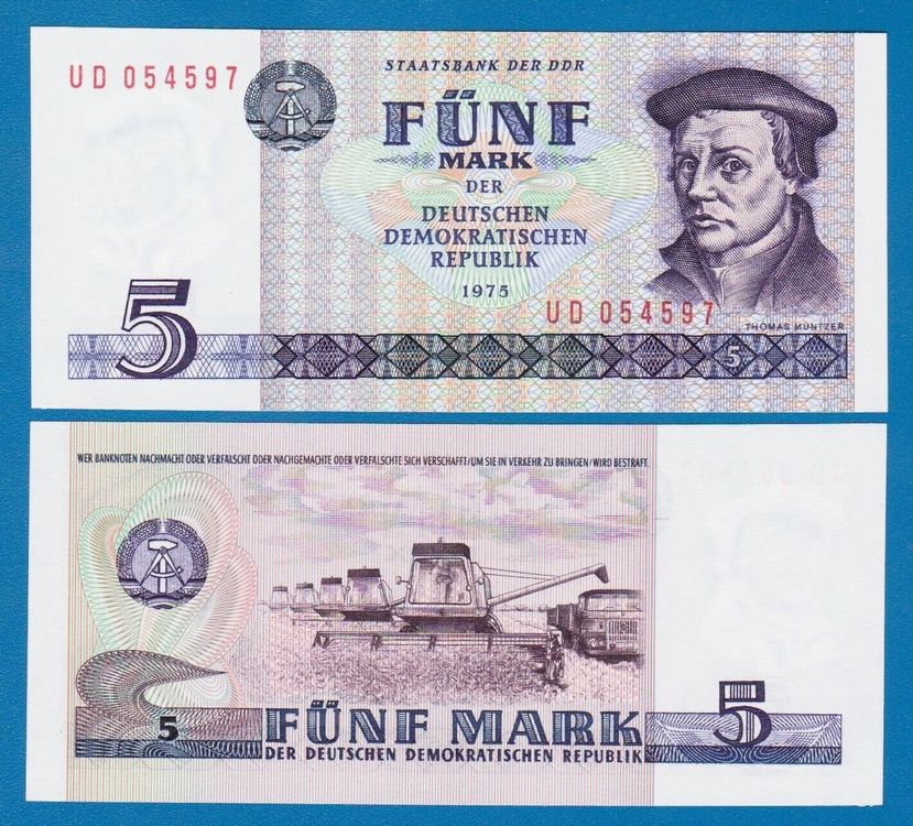 5 Mark German Democratic Republik 1975 UNC (Neu und originalverpackt) in Auw für CHF 9.1 – mit ...
