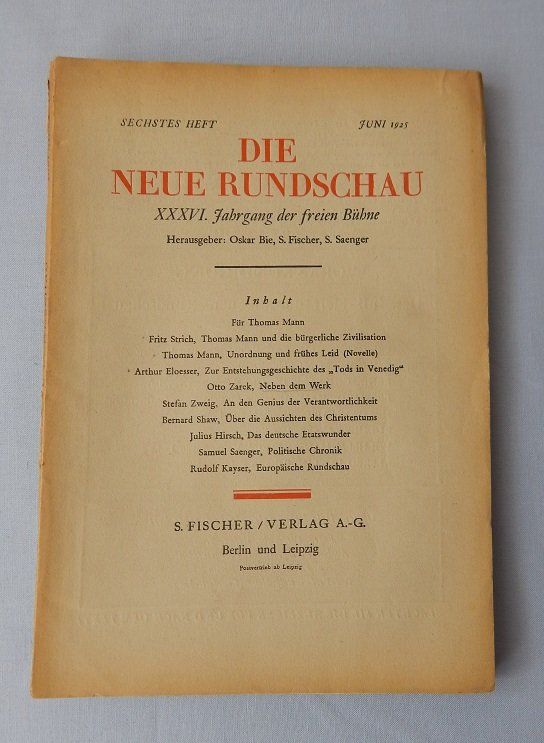 Thomas Mann - Unordnung und frühes Leid - Erstdruck (Gebraucht) in ...