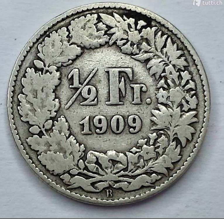 50 Rappen Schweiz 1909 Silber Münze (Gebraucht) in Klingnau für CHF 69 – mit Lieferung auf ...