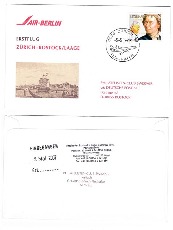 Vol "Air-Berlin" Zurich-Rostock/Laage RF 2007.6.b | Kaufen auf Ricardo