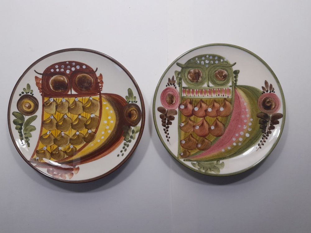2 Willy Steinlin Keramik Teller - Eulen - Neu - CH Handwerk (Neu ...