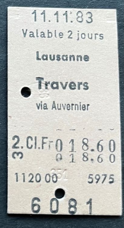 Lausanne Travers via Auvernier/ 1983 (Gebraucht) in Wabern für CHF 1.5 – mit Lieferung auf ...