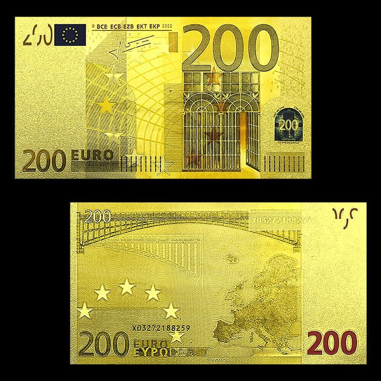 Europäische Goldfolien Banknoten 200 Euro 2002 UNZ (Neu (gemäss ...