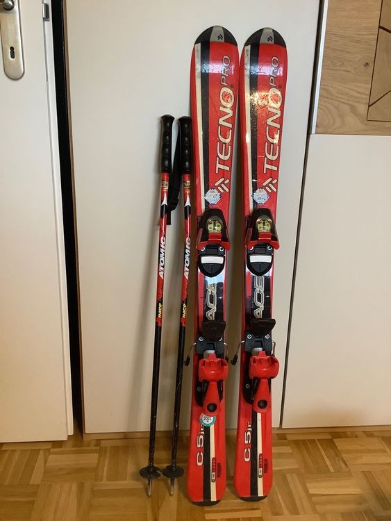 Ski TECNO PRO Kinderski 100cm mit ATOMIC Race Stöcken (Gebraucht) in ...