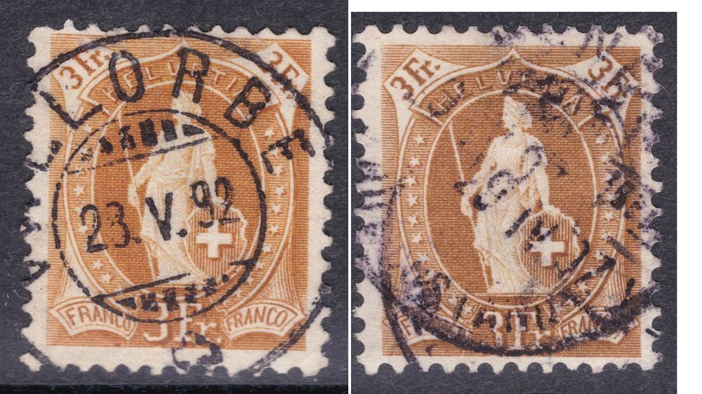 Stehende Helvetia 3 Fr. 72 A, zwei Farbtöne olivbraun | Kaufen auf Ricardo