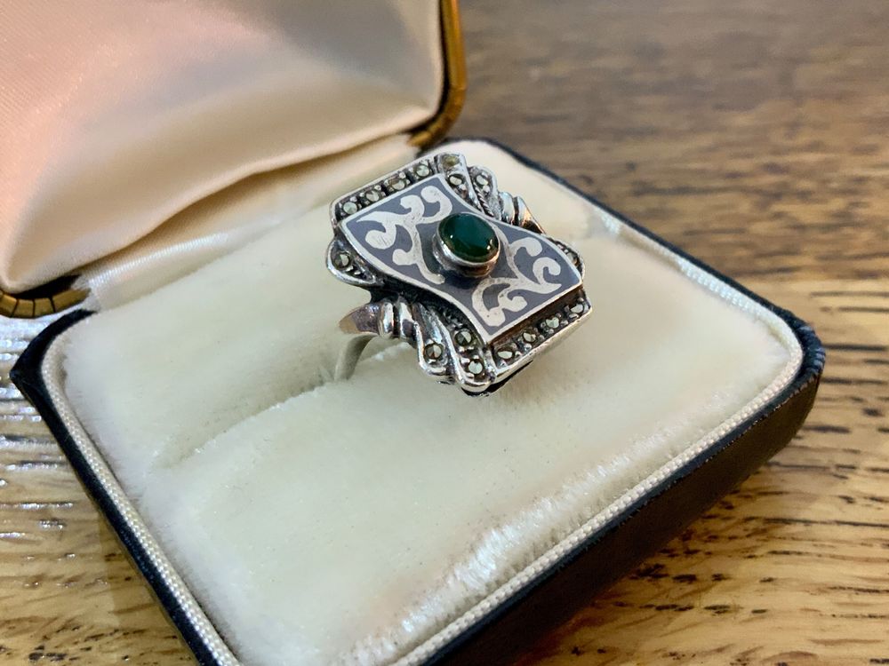 VINTAGE RING STERLING 925 JADE,MARKASITE, GR.54 (Gebraucht) in Biglen ...