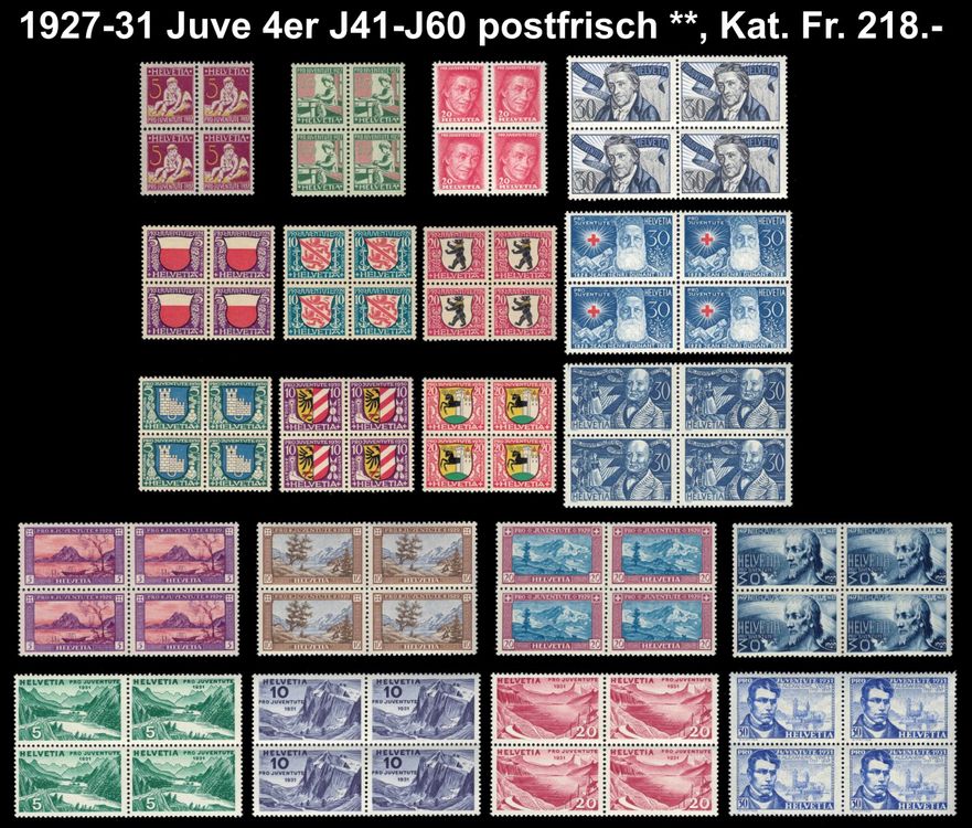 1927-31 Juve 4er J41-J60 postfrisch **, Kat. Fr. 218.- (Neu (gemäss Beschreibung)) in Eskisehir ...