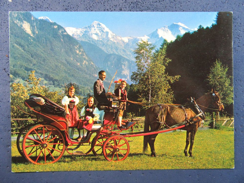 AK BEO INTERLAKEN PFERDEKUTSCHE MIT TRACHTENKINDERN | Kaufen auf Ricardo