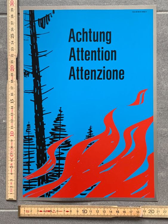 SCHILD ACHTUNG WALDBRAND FEUERWEHR BUNDESAMT FÜR UMWELT BAFU (Neu ...