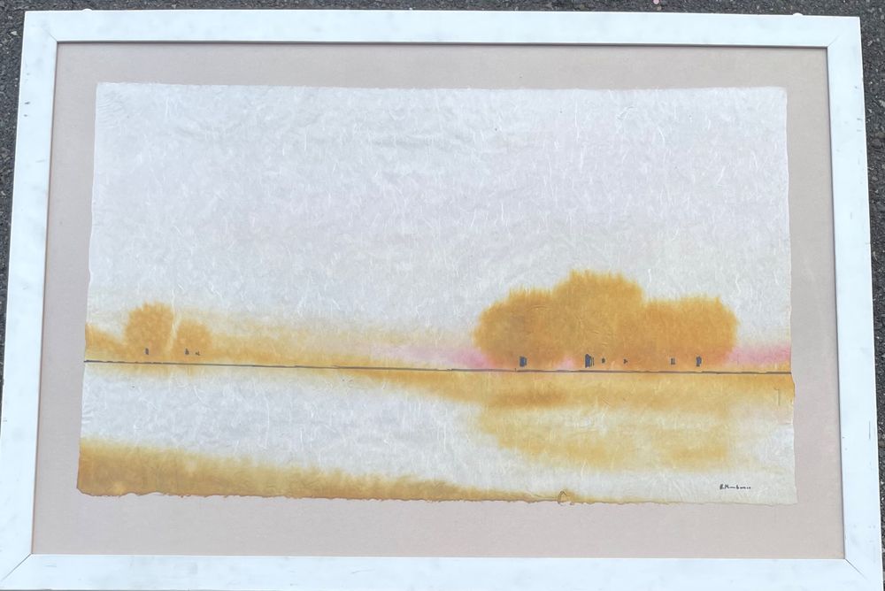 Grosses Aquarell mit wunderschöner Aussicht unleserlich Sign | Kaufen auf Ricardo