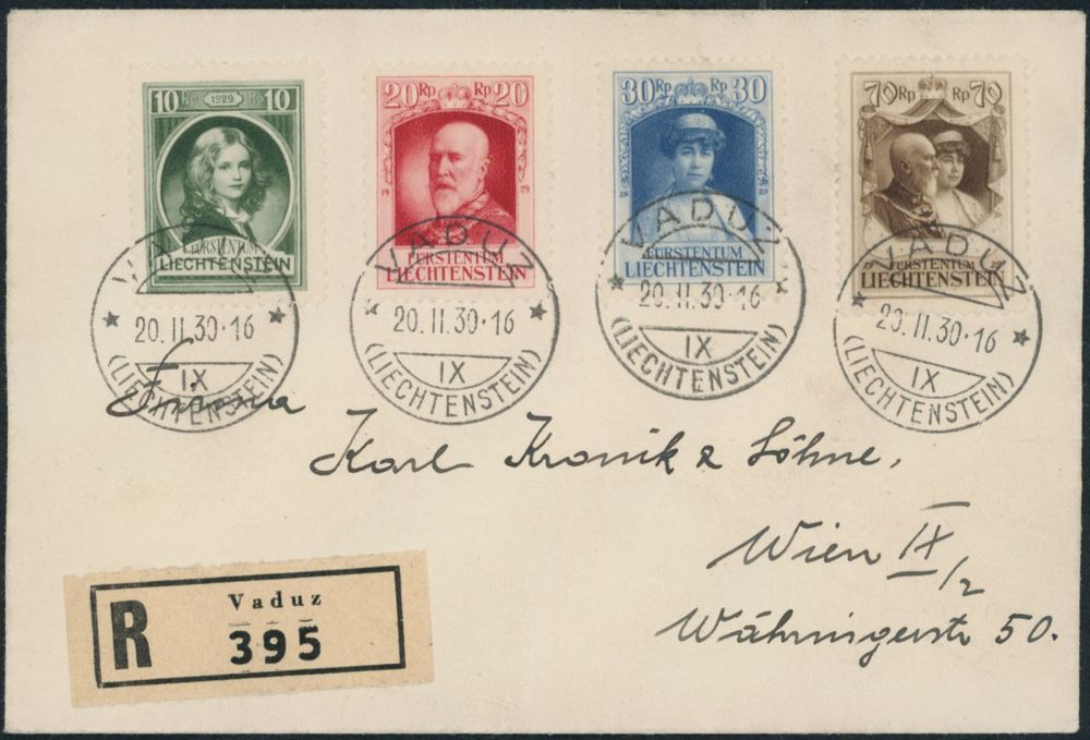FL - 1929 - Huldigungsfeier - R Satzbrief - Vaduz - nach A (Gebraucht) in Schindellegi für CHF ...