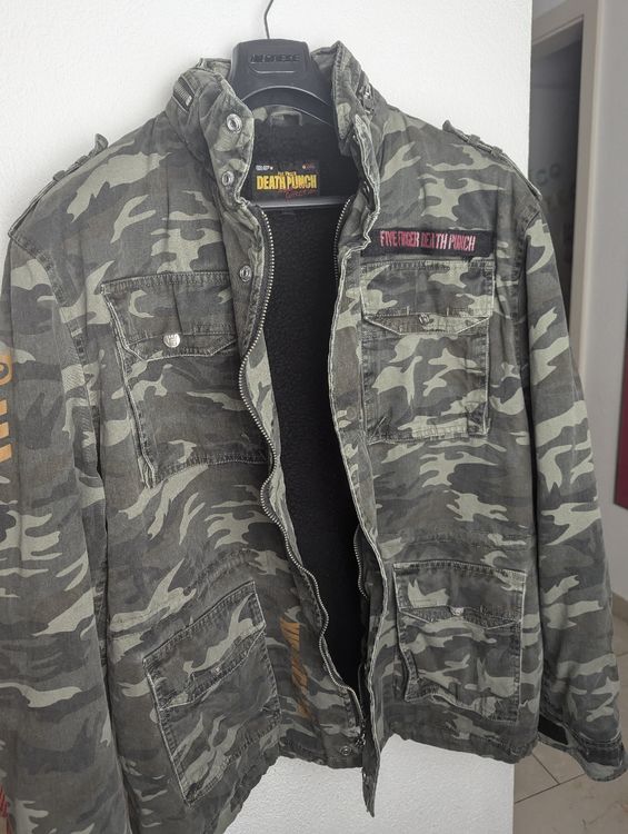 RARE Five Finger Death Punch Camo Sherpa Lined Jacket XXL (Gebraucht ...