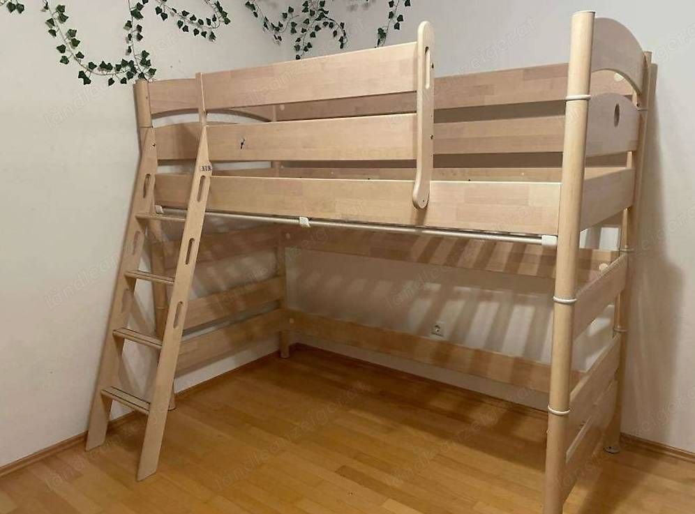 Peidi Eiche Vollholz Etagenbett mit Griffleiter / Rutsche (Gebraucht ...