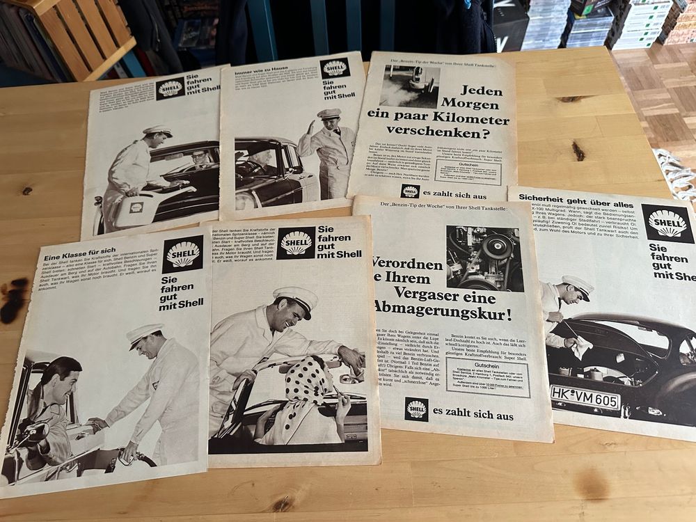 SHELL TANKSTELLE tolle rare Reklamen aus den 60'er Jahren (Gebraucht ...