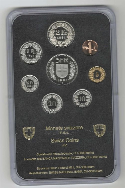 rar CH Münz-Satz 1991 stgl vertiefte Randschrift (Neu (gemäss Beschreibung)) in Zürich für CHF ...