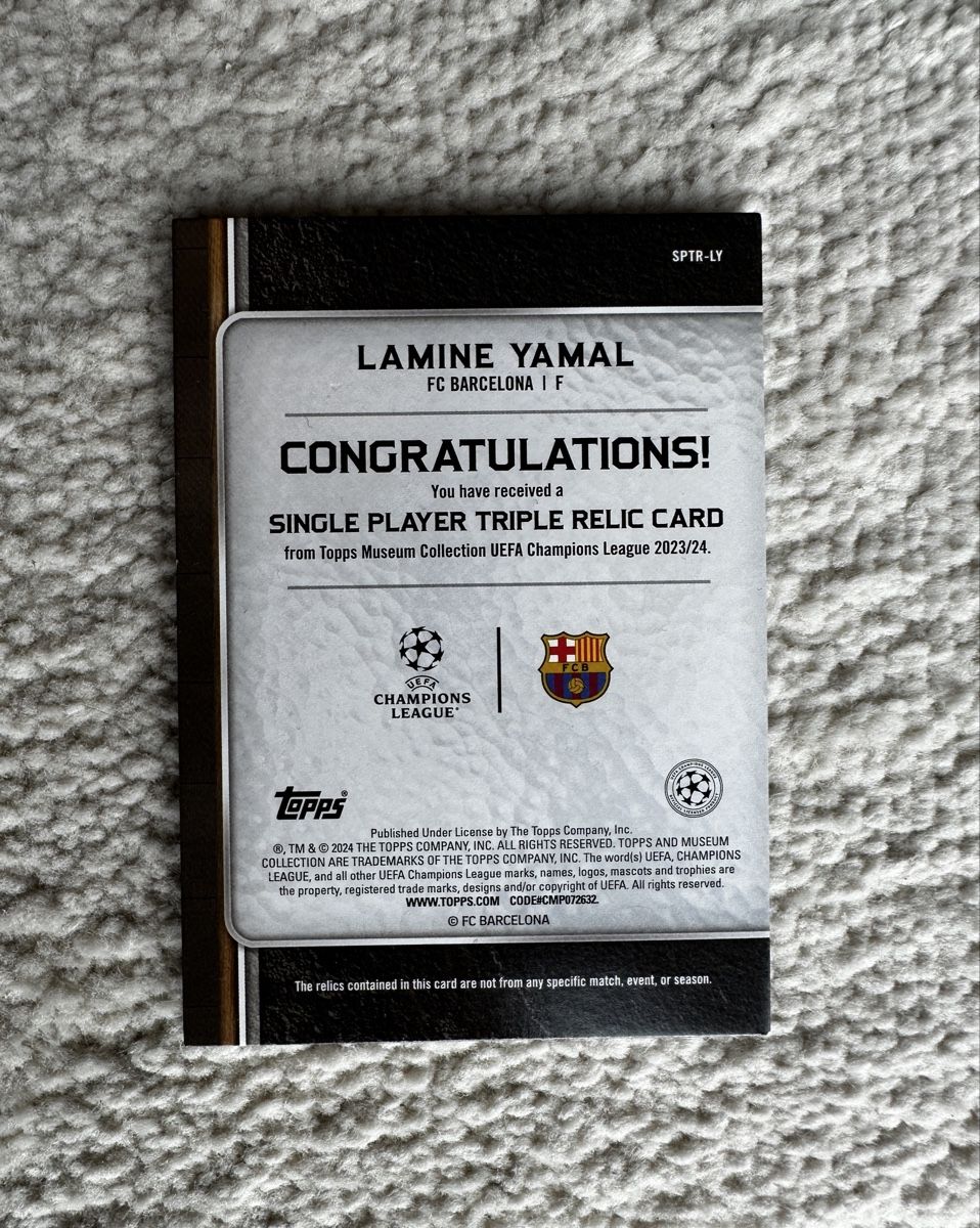 Lamine Yamal Triple Relic /75 – Topps Museum 23/24 – ROOKIE (Gebraucht ...