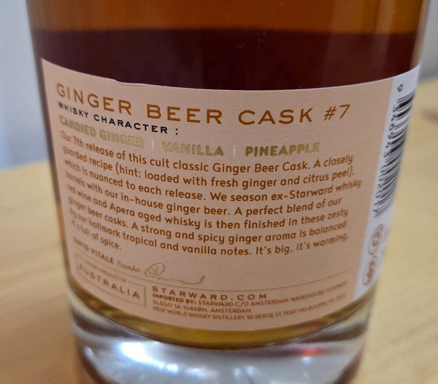Australien Whisky. Starward Ginger Beer Cask#7 Single Malt (Neu und ...