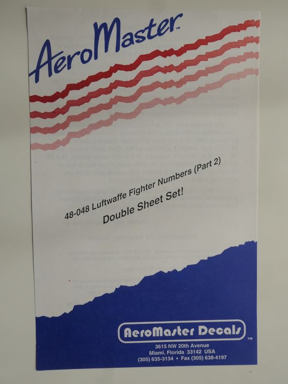 1/48 Luftwaffe Fighter Numbers - Doppel Decal Sheet 48-048 | Kaufen auf ...