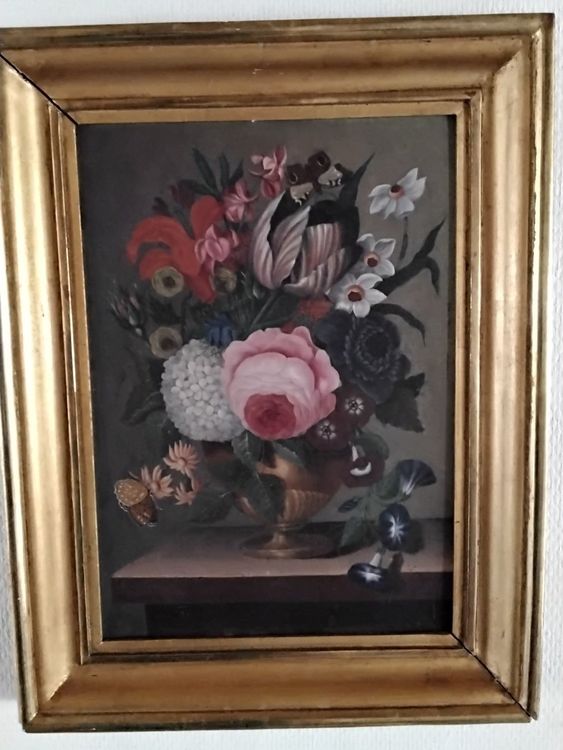 Vintage Blumen Oelbild, gerahmt | Kaufen auf Ricardo