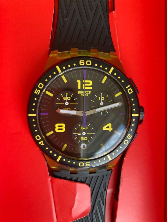 SWATCH YELLOW TIRE, Chrono/ Datum (Fullset) | Kaufen auf Ricardo