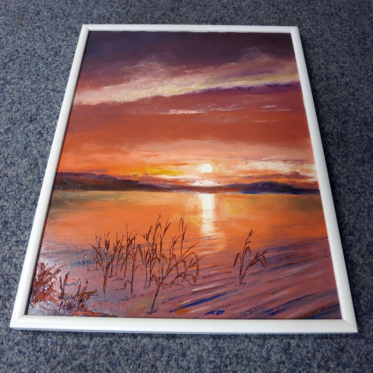 'Sonnenuntergang am See' - Original-Oelgemälde | Kaufen auf Ricardo