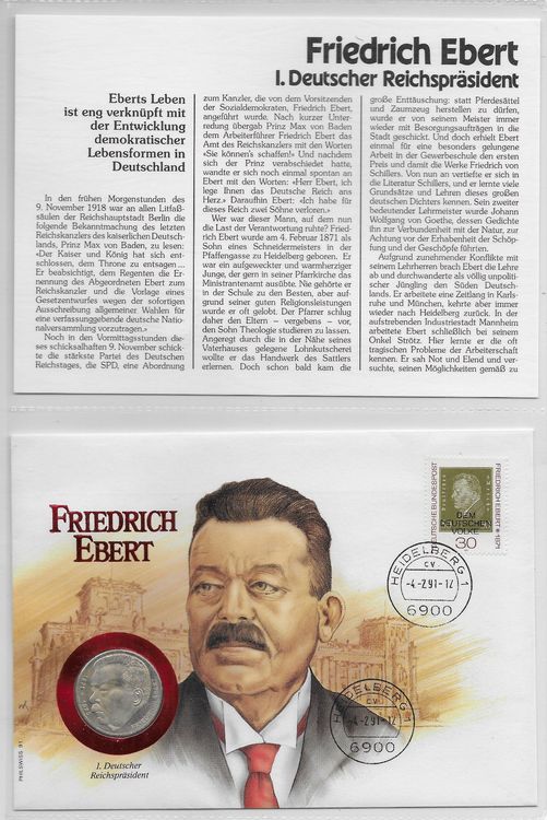 Münzbrief, 5DM Friedrich Ebert 1991 (Neu (gemäss Beschreibung)) in Hefenhofen für CHF 8 – mit ...
