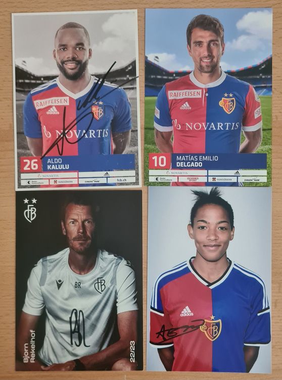 4 Autogramme Delgado, Rekelhof, Kalulu, Aigbogun, FC Basel (Gebraucht ...