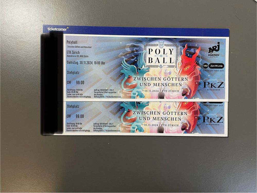2x Polyball Tickets Zürich ohne Legi (Neu und originalverpackt) in Haldenstein für CHF 265 – mit ...