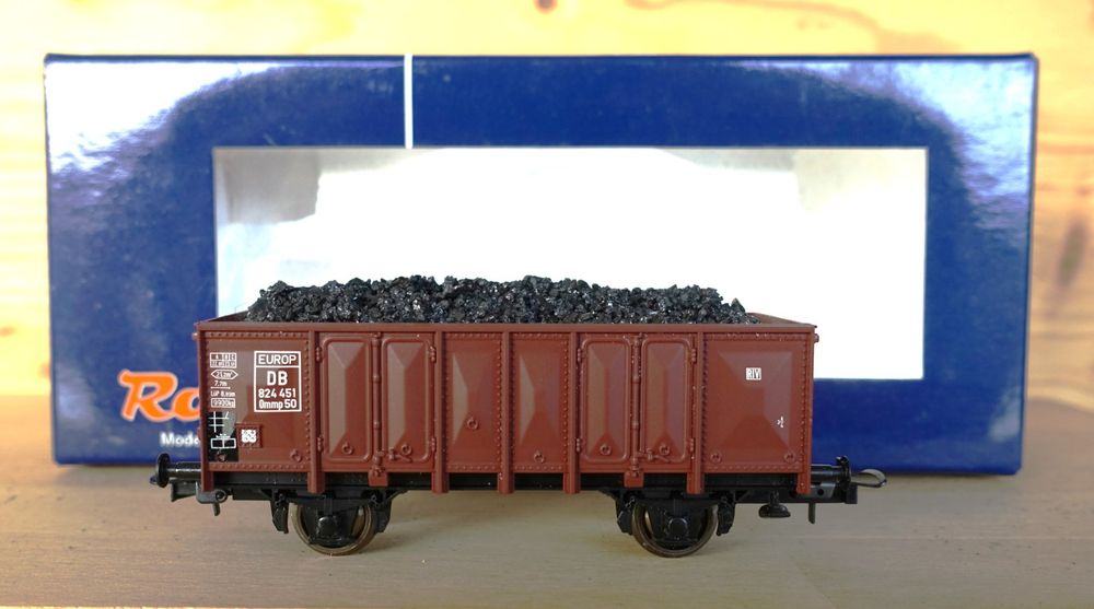 DB Ommp Hochbordwagen mit Echtkohlebeladung. Roco Art. 46043 (Gebraucht ...