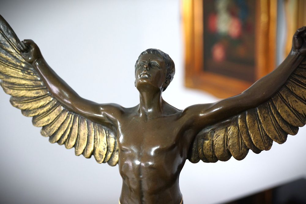 BRONZE SKULPTUR IKARUS FIGUR STATUE SIGNIERT | Kaufen auf Ricardo