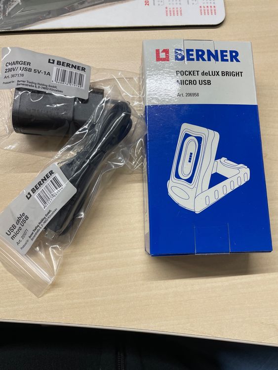 BERNER Pocket DeLux „Bright“ mit Micro-USB LED; Art. 206958 (Neu und originalverpackt) in ...