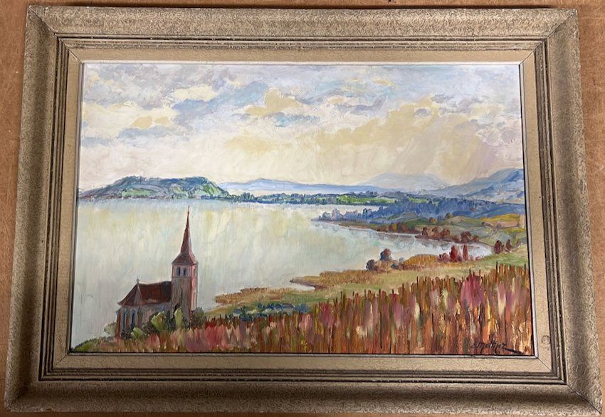 Bielersee mit Petersinsel, signiert Emil Metthez (ID L9) (Gebraucht) in Gelterfingen für CHF 80 ...