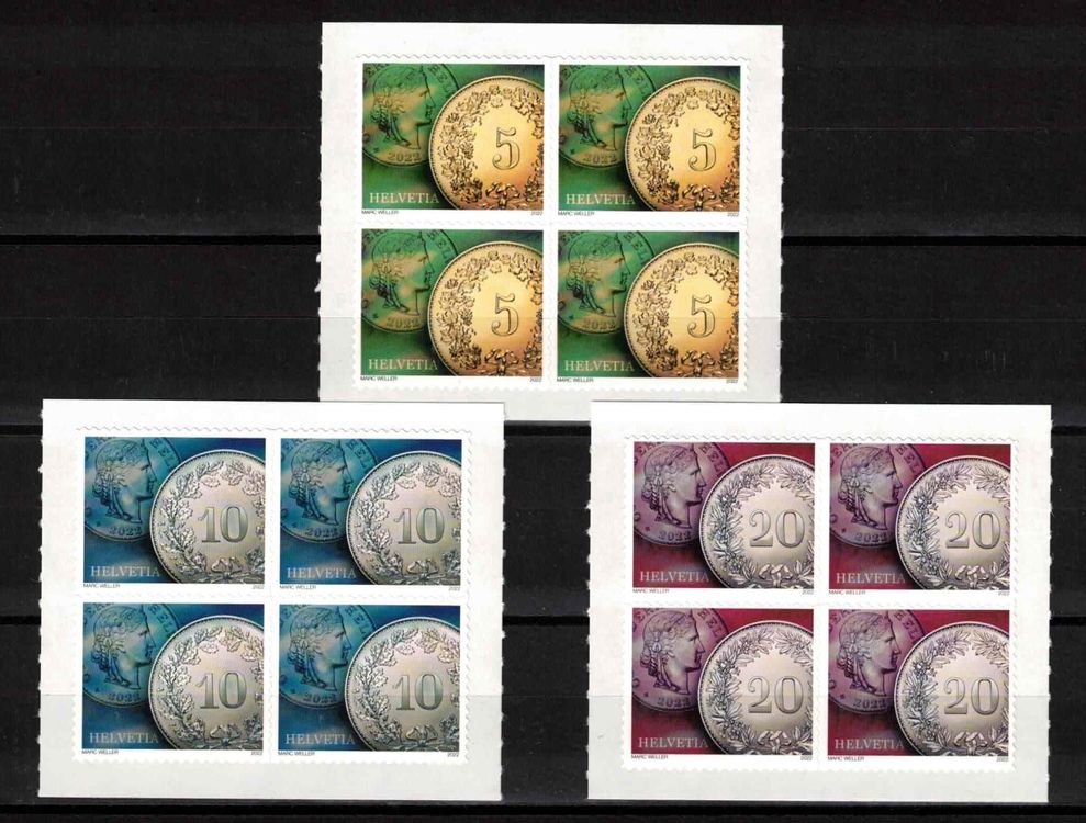 2022 Ergänzungsmarken Münzen Nr.1861B-1863B im 4er-Block ** (Neu (gemäss Beschreibung)) in ...