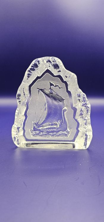 Nybro Paperweight Design Paul Isling Wikinger Schiff Glas (Gebraucht ...