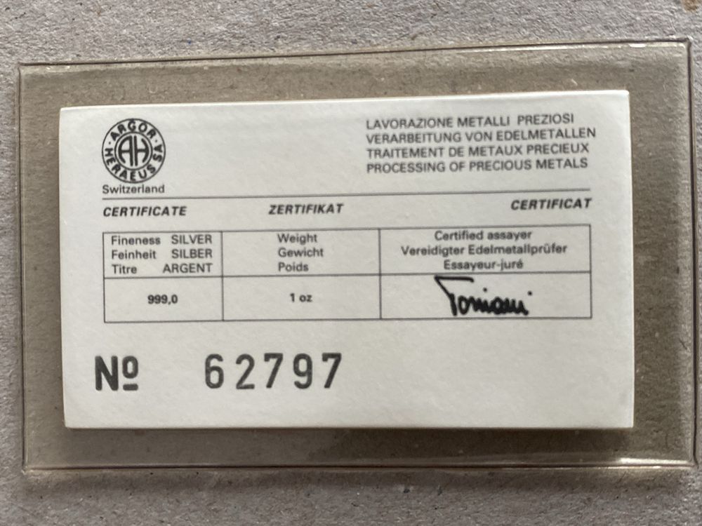 Silberbarren 1 oz "Philswiss club" 999/1000 (Neu und originalverpackt ...