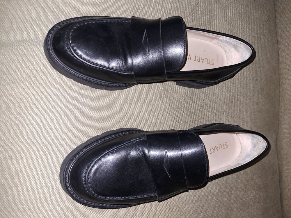 Schwarze Leder Stuart Weitzman Loafers Gr. 39 (Gebraucht) in Oberaegeri ...