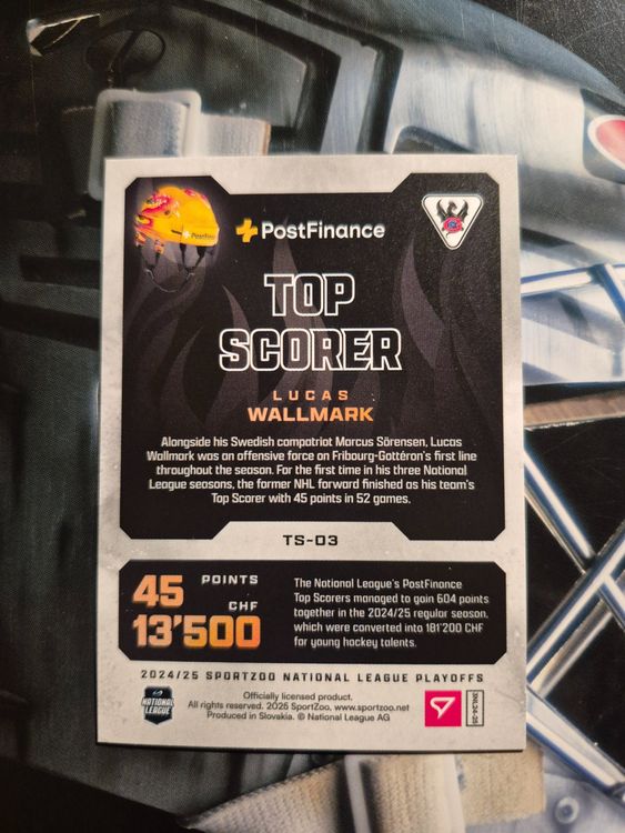 Lucas Wallmark HC Fribourg Gotteron Top Scorer Sportzoo (Gebraucht) in ...