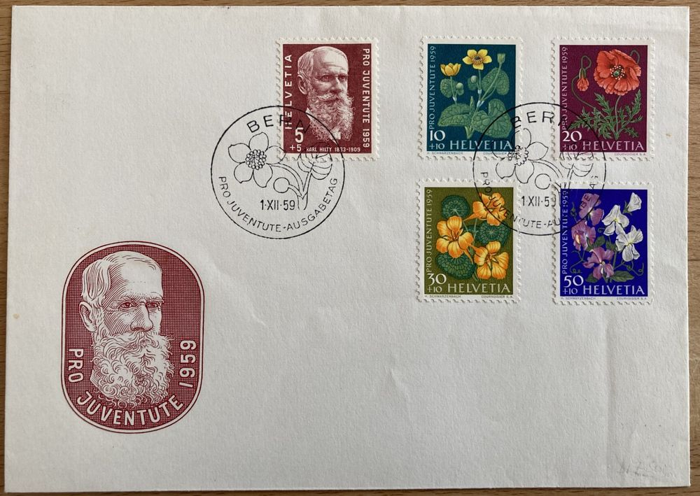 FDC Pro Juventute 1959 ohne Adresse, SBK 25 Fr. (Gebraucht) in Flawil für CHF 3.5 – mit ...