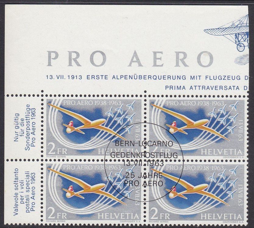 1963 Flugpost Viererblock TOP Stempel | Kaufen auf Ricardo