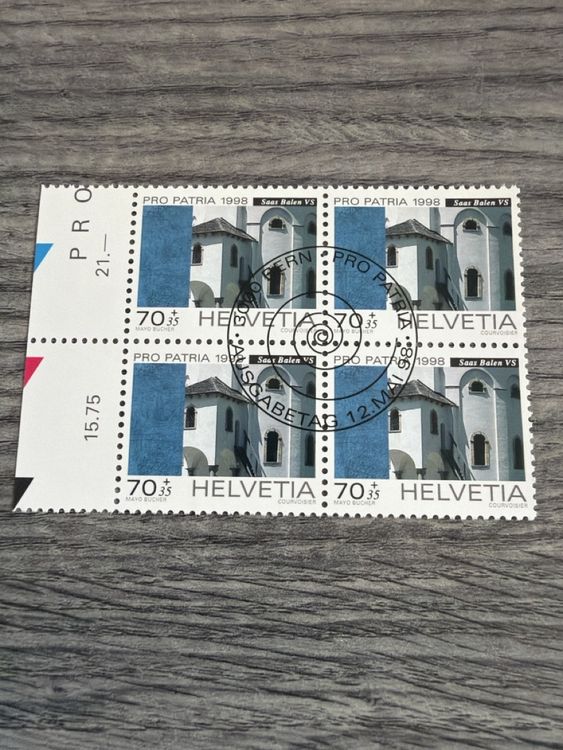 Schweiz Briefmarke Pro Patria 1998 Saas Balen VS, Helvetia (Neu (gemäss ...
