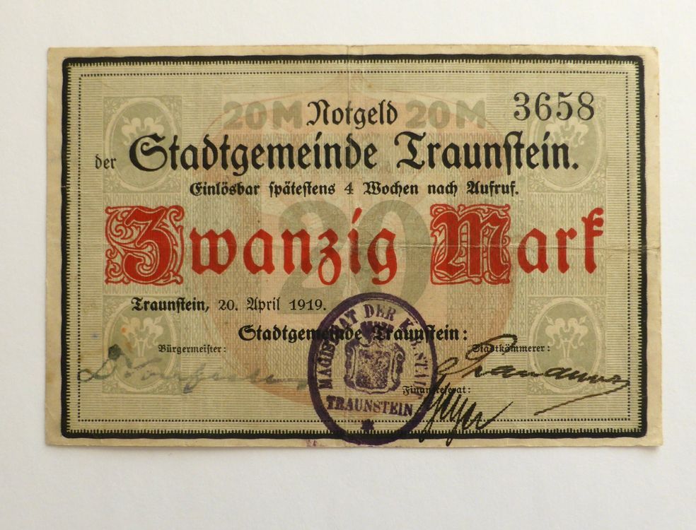DEUTSCHLAND / TRAUNSTEIN - 20Mark + 50Mark, 1919 - selten !! (Gebraucht) in Buochs für CHF 1 ...