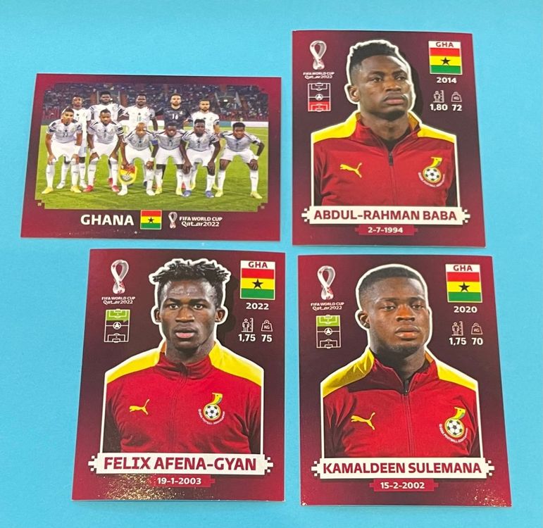 Panini WM 2022 Qatar - GHANA GHA 1, GHA 6, GHA 16, GHA 20 | Kaufen auf ... Panini WM 2022 Qatar - GHANA GHA 1, GHA 6, GHA 16, GHA 20 | Kaufen auf ...